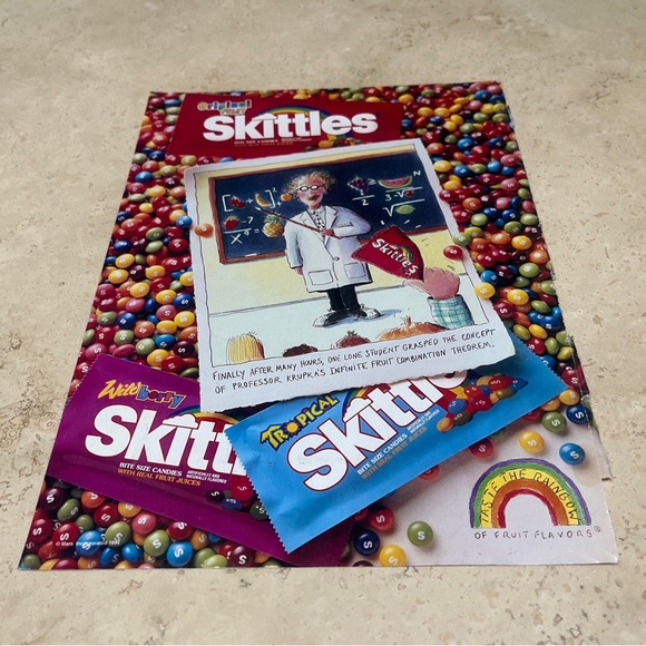 skittles | Accents | Vintage 994 Skittles Candy Professor Ad | Poshmark